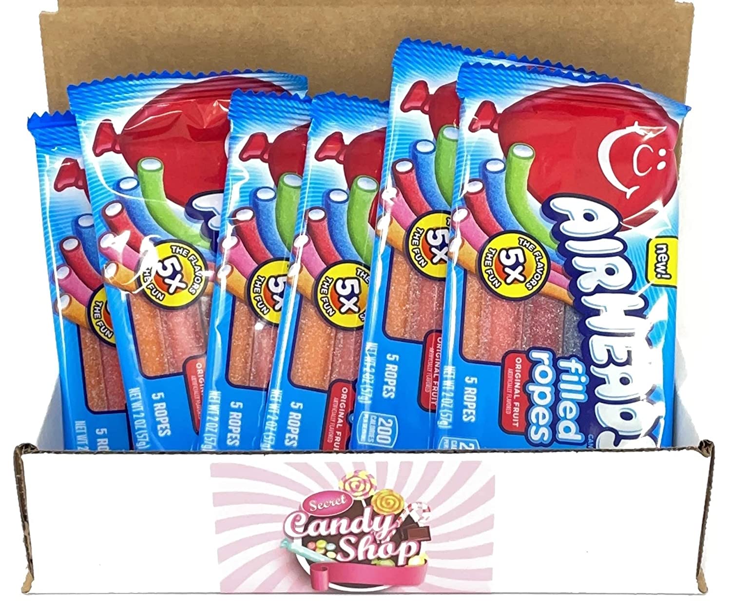 Airheads Filled Ropes Original Fruit Flavor (Pack of 6, total of 30 Ro ...